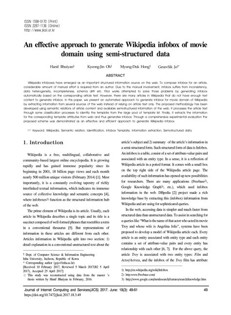 Pdf An Effective Approach To Generate Wikipedia Infobox Of Movie