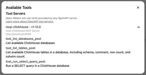 Set Up ClickHouse MCP Server With Open WebUI And ClickHouse Cloud ClickHouse Docs
