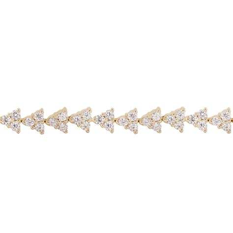 14kt Gold Full Three Diamond Cluster Tennis Bracelet Luna Skye