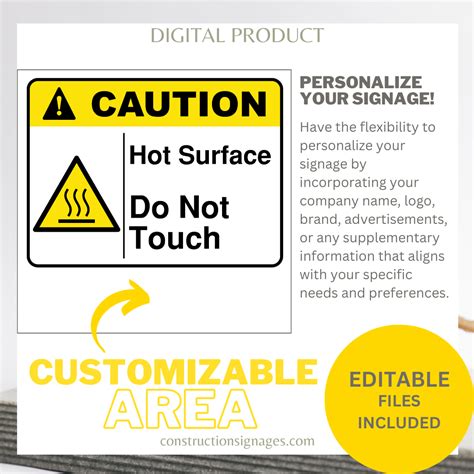 Hot Surface Do Not Touch Printable Safety Signages Construction Signages