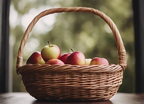 Premium Photo A Red Apple In Basket