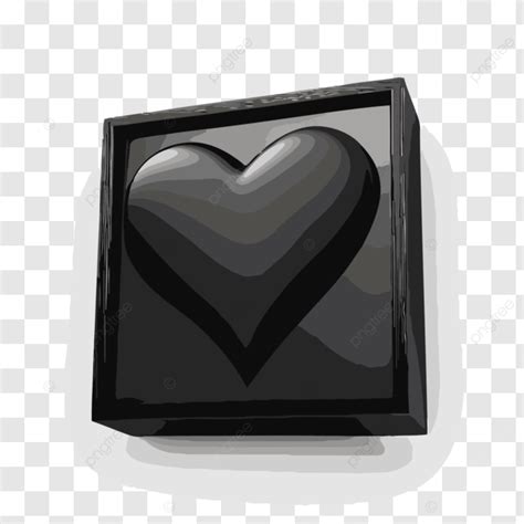 안에 하트가 있는 검은색 정사각형 상자 벡터 흰색 배경에 호감의 단순한 검은 아이콘 그림자 없음 작은 프레임 중앙 Png 일러스트 및 벡터 에 대한 무료 다운로드