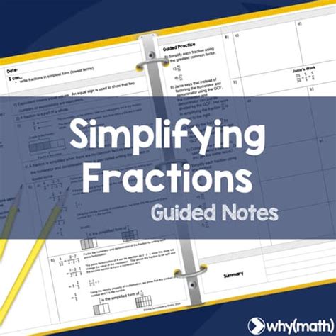 Simplifying Fractions Guided Notes By Why Math Tpt
