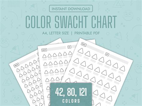 Color Swatch Chart Blank Color Chart Printable Color Swatch Template Page Color Swatch Chart Set