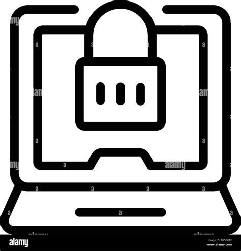Laptop Online Share Icon Outline Vector Access Server Security
