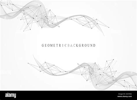 Abstract Geometric Background With Dynamic Particles Wave Flow Big Data Plexus Stream