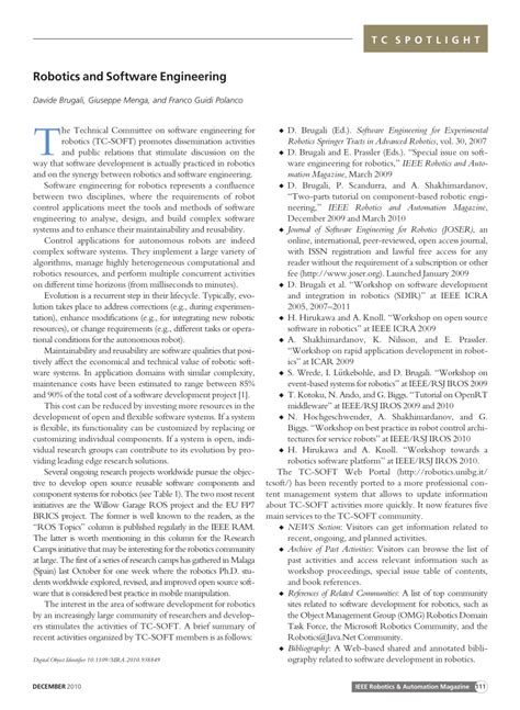 pdf robotics and software engineering [tc spotlight]