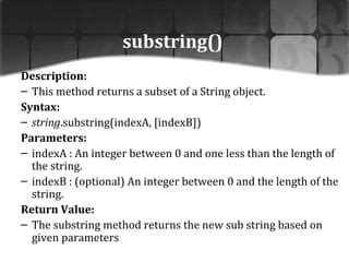 Javascript Built In String Functions Ppt