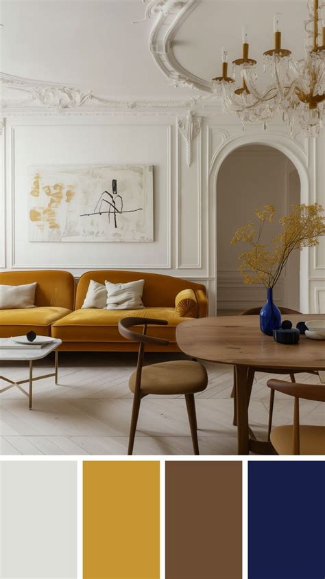 Eclectic Interior Inspiration Mustard Yellow And Deep Blue Color Palette