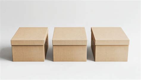 Tres Cajas De Cartón Rectangulares Sobre Fondo Blanco Imagen De Archivo