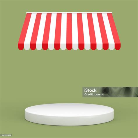 줄무늬 상업용 캐노피 천막 요소 포스터 배너 및 광고 프로모션 스탠드 3d 렌더링 0명에 대한 스톡 사진 및 기타 이미지 0명 가리비 거리 Istock