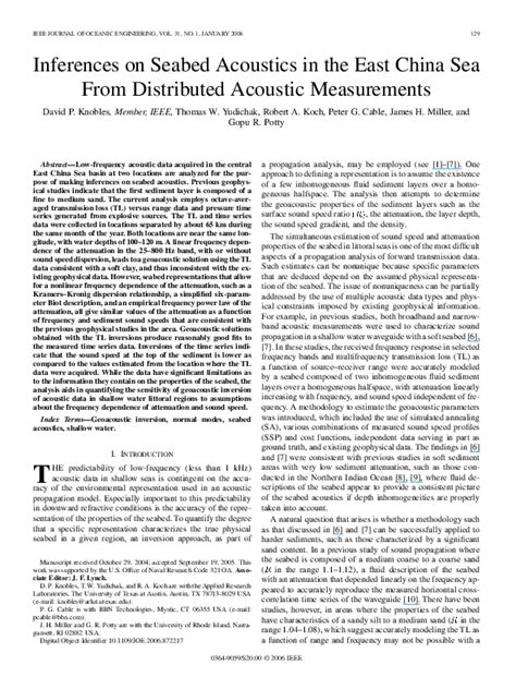 Pdf Inferences On Seabed Acoustics In The East China Sea From Distributed Acoustic Measurements