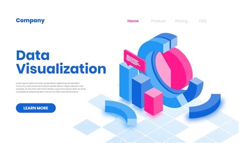 아이소메트릭 랜딩 페이지 데이터 시각화 프리미엄 벡터