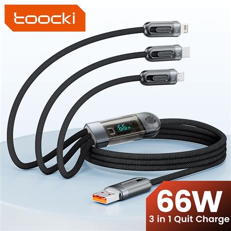 Toocki In Transparent Digital Display Cable W Fast Charge USB Type C Cable For Type C