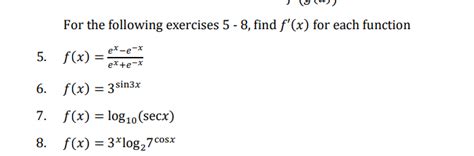 Solved By An Expert For The Following Exercises 5 8 ﻿find F X ﻿for