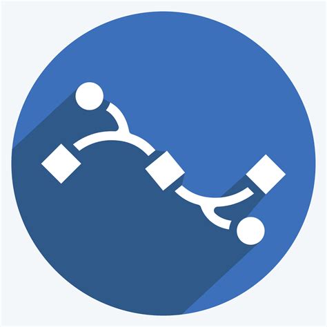 Icon Bezier Curve Related To Graphic Design Tools Symbol Long Shadow Style Simple Design