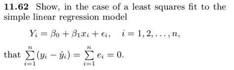 Solved 11 62 Show In The Case Of A Least Squares Fit To The