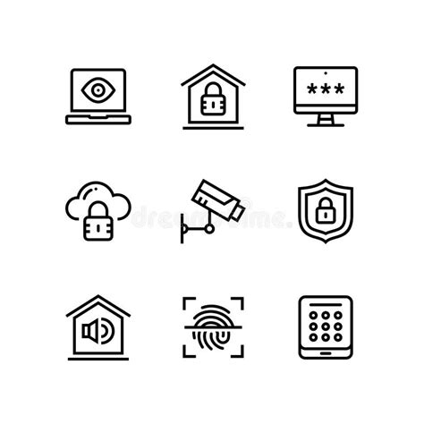 Outline Security And Protection Simple Vector Icons For Web And Mobile Design Pack 3 Stock