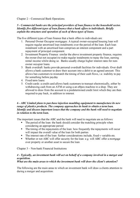 Questions Tutorial Week 3 Chapter 2 Commercial Bank Operations 5