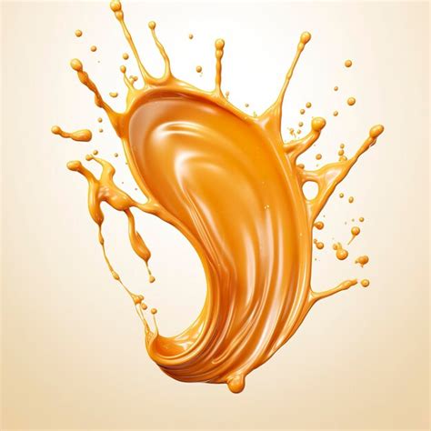 Premium Ai Image Caramel Sauce Liquid Syrup Splash Sugar Candy Caramel Or Melted Toffee 3d