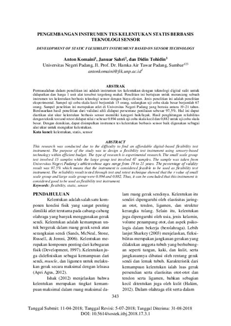 Pdf Pengembangan Alat Ukur Kelentukan Statis Berbasis Sensor Ultrasonik Pdf