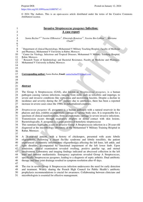 Pdf Invasive Streptococcus Pyogenes Infection A Case Report