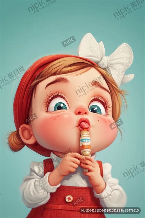 Ai创作图儿插少女 馋嘴甜美女孩 吐舌头馋嘴女孩 小女孩儿插 吃货小女孩 儿插人物插画 卡通馋嘴小孩 冰棒表情夸张的小孩 口水娃插画 治愈系儿