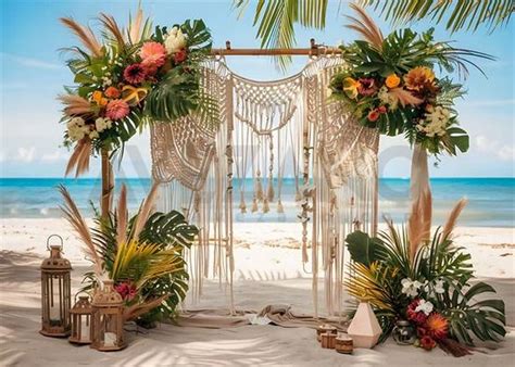 Avezano Summer Beach Boho Flower Photography Backdrop Backdrops Boho