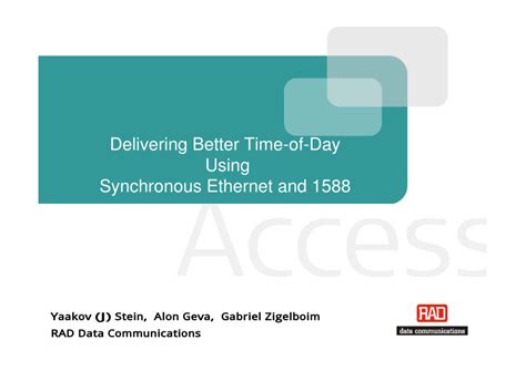 Pdf Delivering Better Time Of Day Using Synchronous Ethernet And 1588