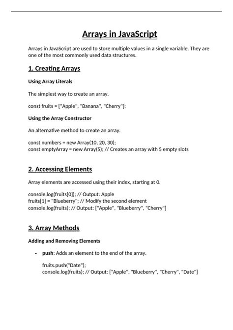 Arrays In Javascript A Beginners Guide With Examples Computer Science Stuvia Us