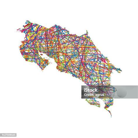 코스타리카의 여러 가지 색상의 추상 줄무늬지도의 벡터 일러스트 레이 션 디자인에 대한 스톡 벡터 아트 및 기타 이미지 디자인 지도 코스타리카 Istock