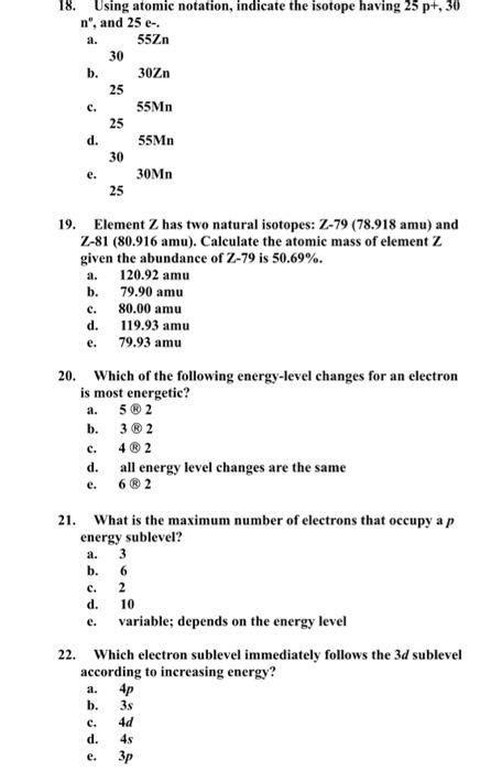 Solved 18 Using Atomic Notation Indicate The Isotope