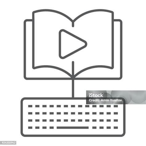 비디오 레슨 선 아이콘 전자 학습 및 교육 오디오도 서 기호 벡터 그래픽 흰색 배경 Eps 10에 선형 패턴 강사에 대한 스톡 벡터 아트 및 기타 이미지 Istock