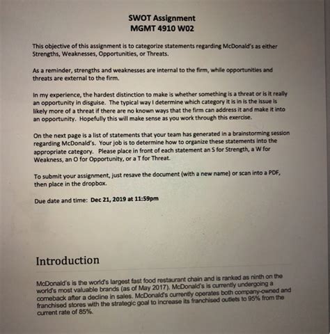 Swot Analysis Questions And Answers Pdf