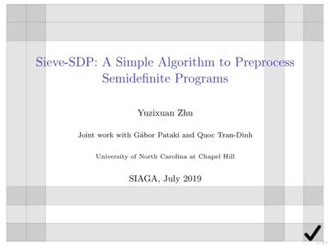 PDF Sieve SDP A Simple Algorithm To Preprocess Semidefinite