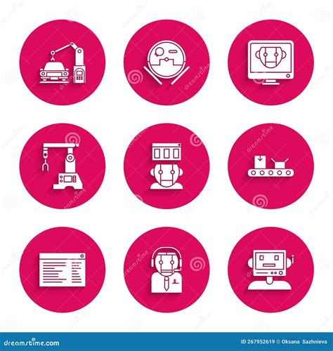 Set Robot Worker Robot Conveyor Belt With Cardboard Box Software