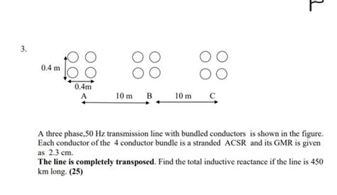 Solved A Three Phase 50 Hz Transmission Line With Bundled