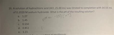Solved A Solution Of Hydrochloric Acid HCl ML Chegg