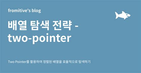 배열 탐색 전략 two pointer fromitive s blog