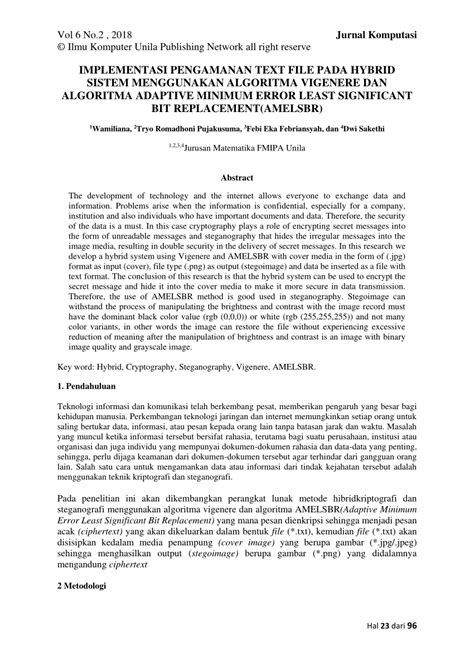 Pdf Implementasi Pengamanan Text File Pada Hybrid Sistem Menggunakan Algoritma Vigenere Dan
