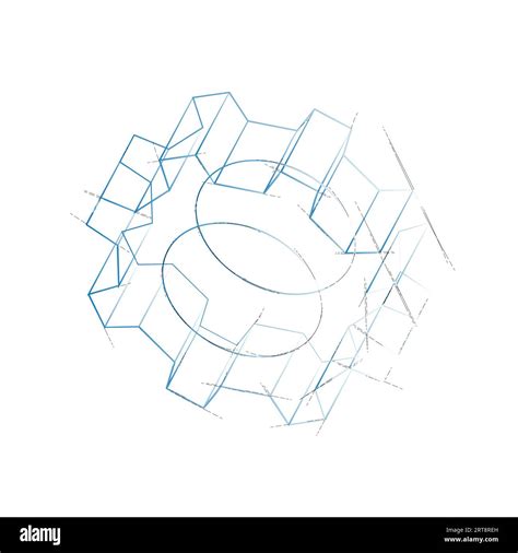3d Gear Wheel Vector Rendering Of 3d Wire Frame Style Engineering