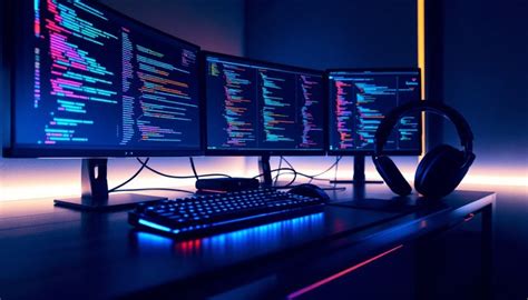 Free Glowing Developer Workspace Image Download At Stockcake