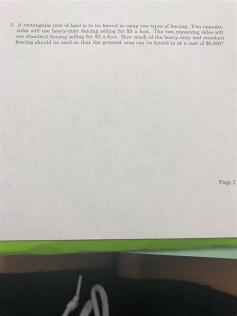 Solved A Rectangular Plot Of Land Is To Be Fenced In Chegg