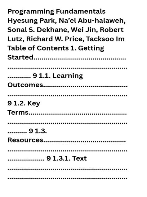 Programming Fundamentals Hyesung Park Nael Abu Halaweh Sonal S Dekhane Wei Jin Robert Lutz