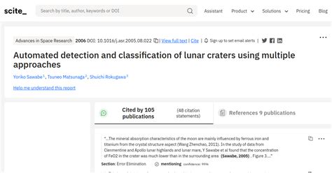 Citation Report Automated Detection And Classification Of Lunar Craters Using Multiple Approaches