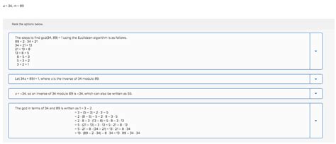 Solved Arrange The Steps To Find An Inverse Of A Modulo M
