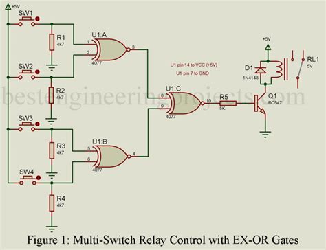Multi Switch Relay Control With Ex Or Gates Engineering Projects