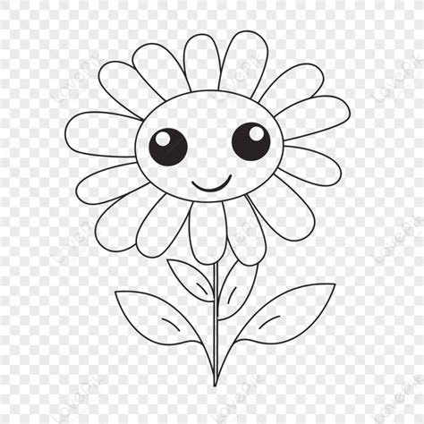 귀여운 꽃 색칠 페이지의 흑백 인쇄 스케치 드로잉 개요 벡터라인 아트만화 Png 일러스트 무료 다운로드 Lovepik