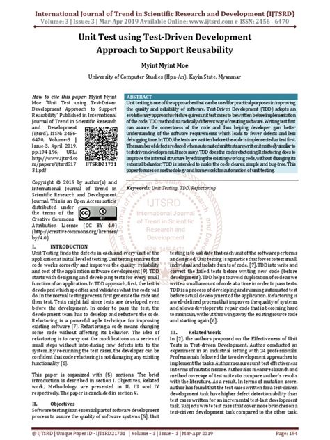 Unit Test Using Test Driven Development Approach To Support Reusability