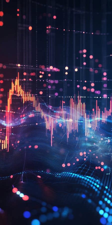 Vibrant Abstract Visualization Of Digital Data Networks And Graph
